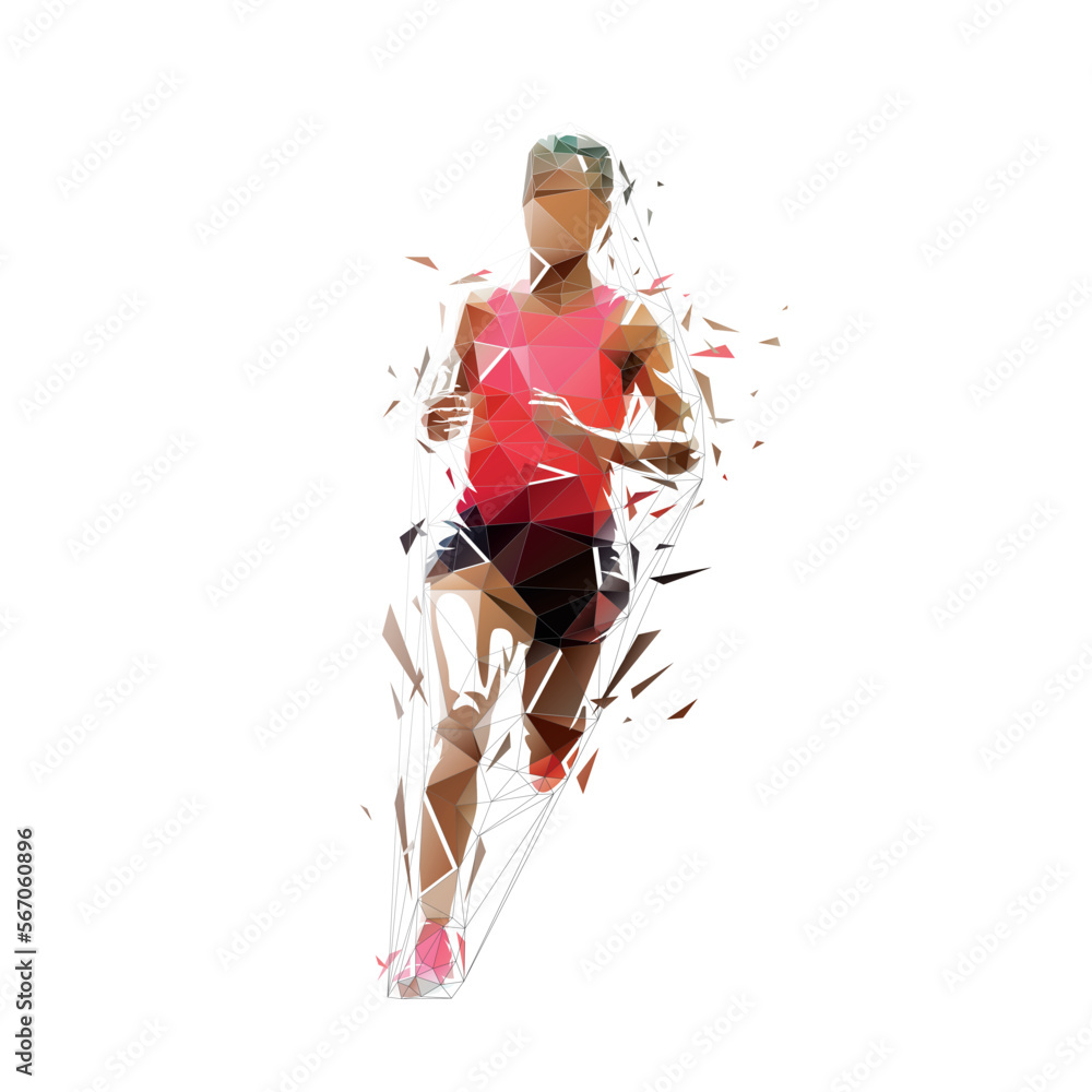 Running woman, front view. Abstract low polygonal isolated vector ... Running woman, front view. Abstract low polygonal isolated vector ...