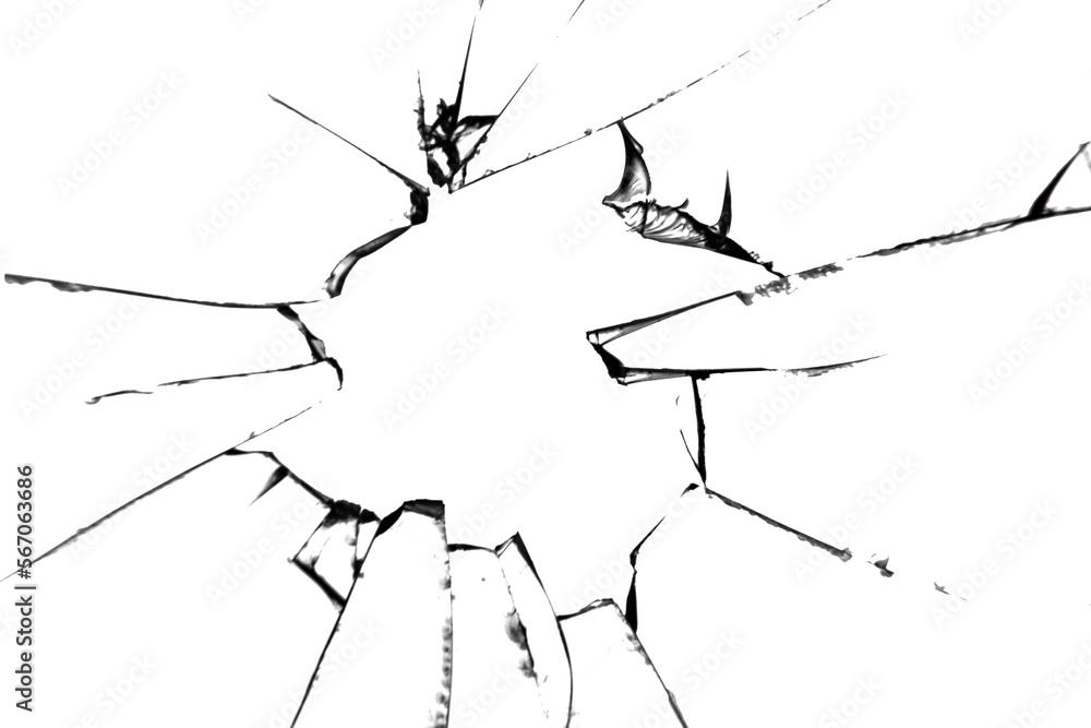 Broken glass texture isolated cracks on white background Stock Photo ...