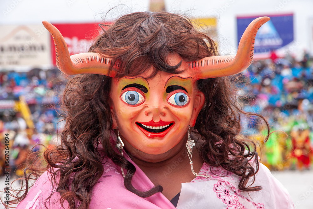 Dancers with typical devil costumes and other representations celebrate ...