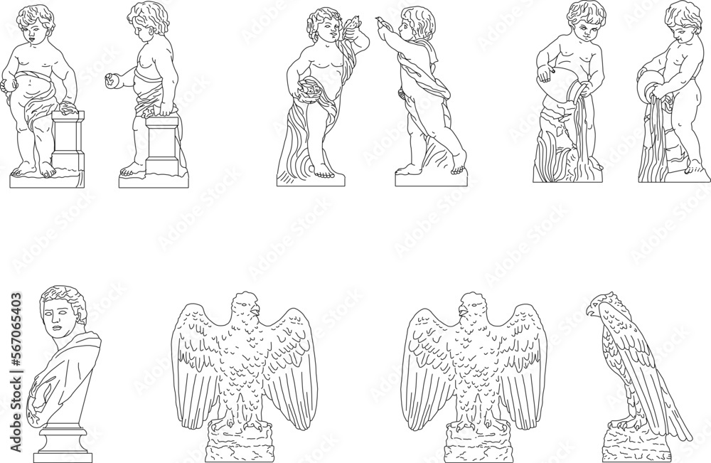Sketch vector illustration of classical greek roman statue Stock Vector ...