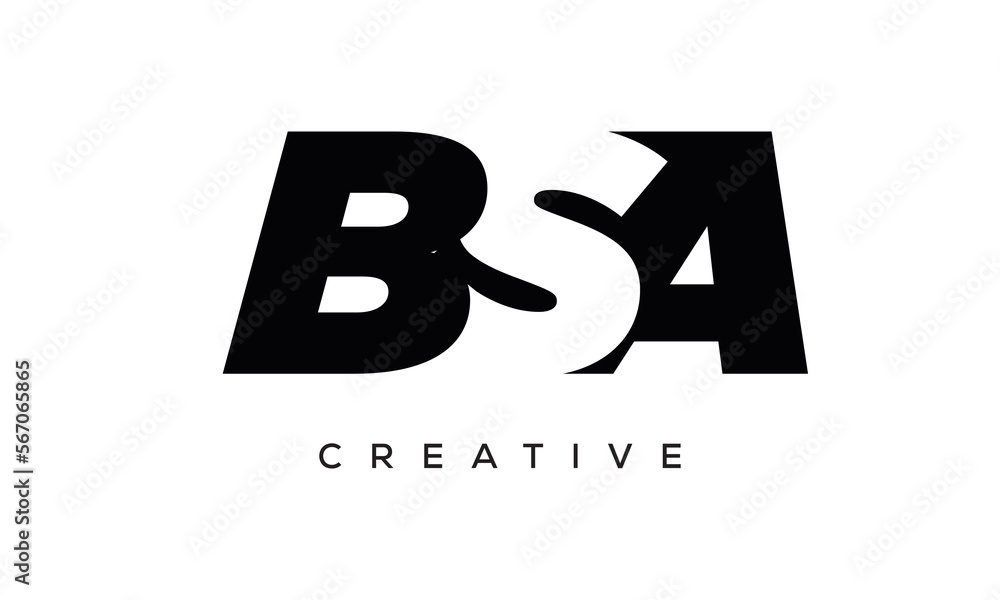 BSA letters negative space logo design. creative typography monogram ...