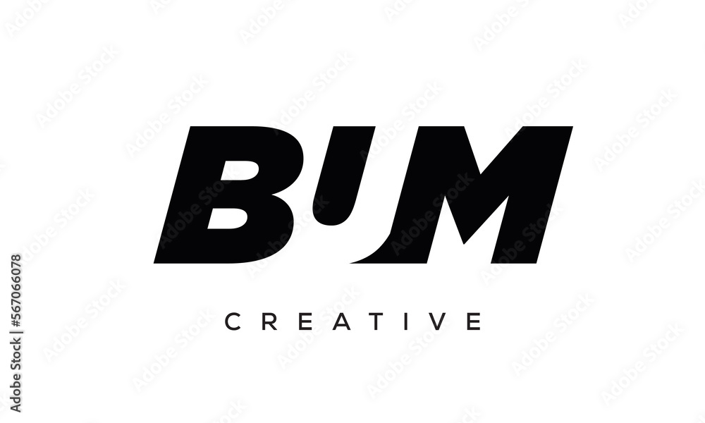 BUM letters negative space logo design. creative typography monogram ...
