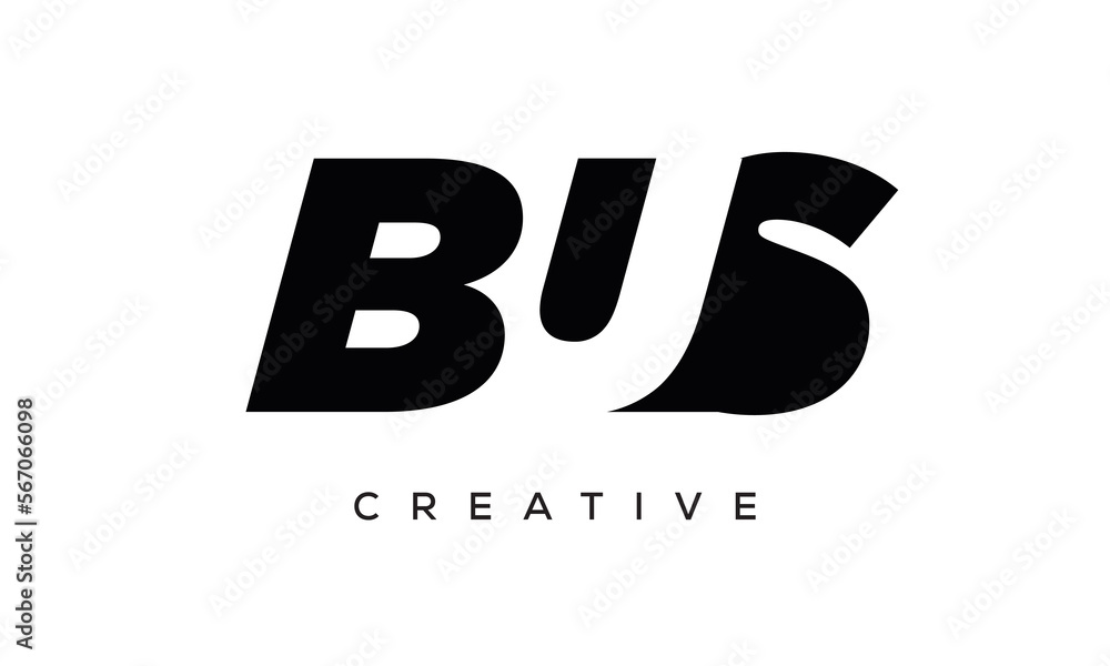 BUS letters negative space logo design. creative typography monogram ...