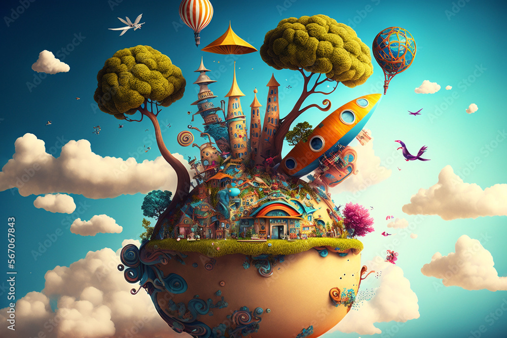 Magic imaginary world full with color and happiness. Generative ai ...
