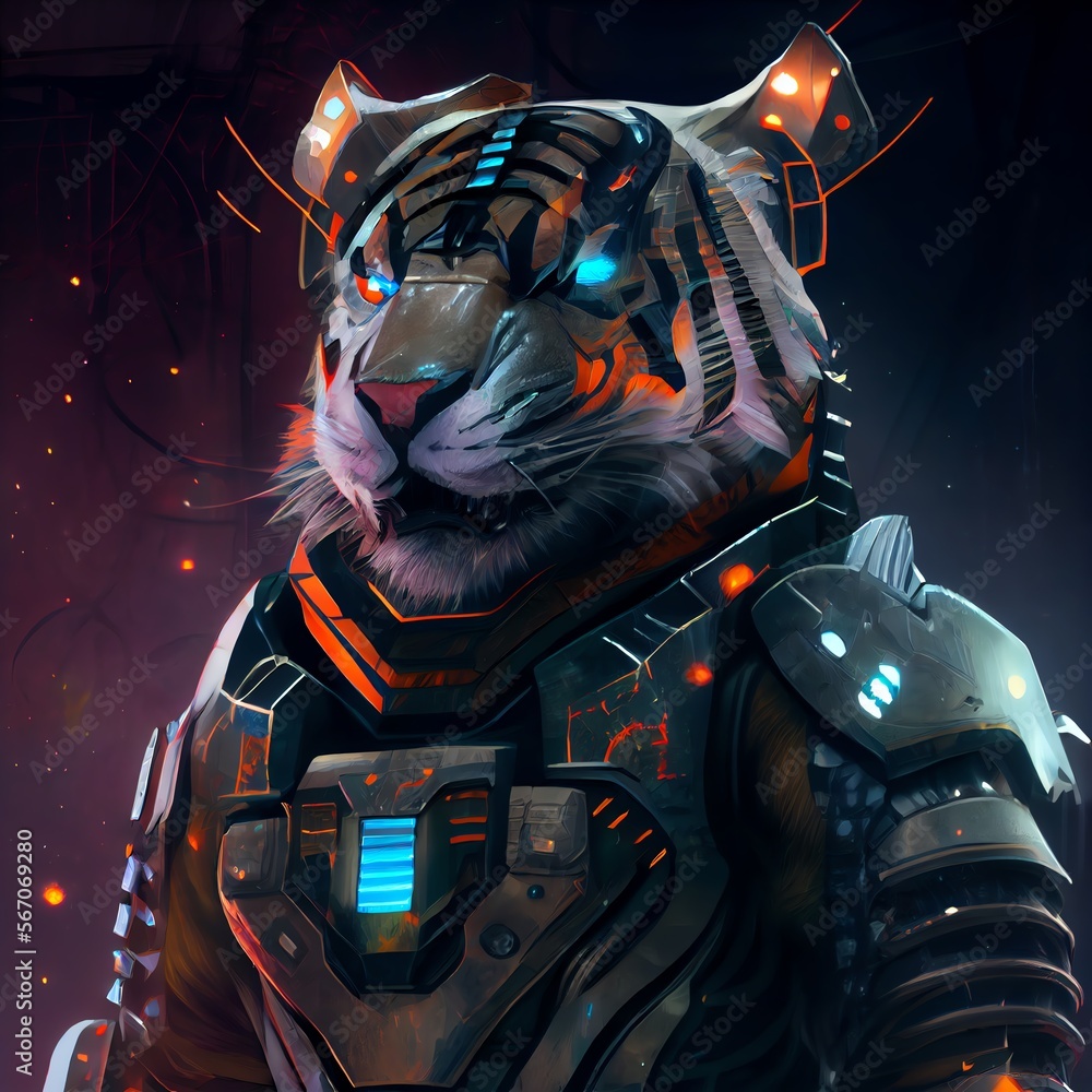 12 animals of the chinese zodiac, generative ai, robot, tiger cyborg ...