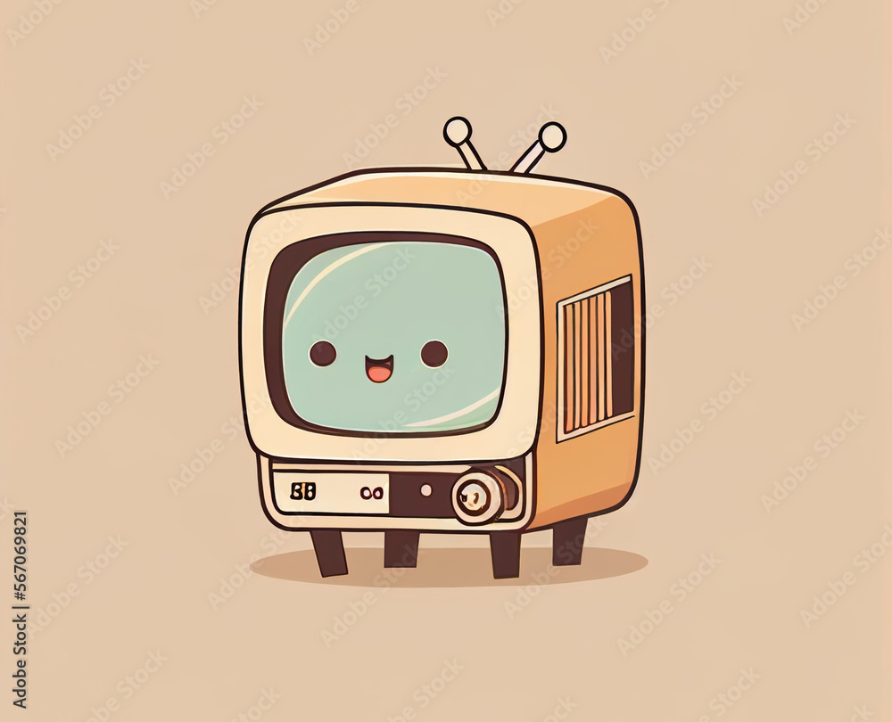Cute cartoon TV with face and smile. Stock Illustration | Adobe Stock