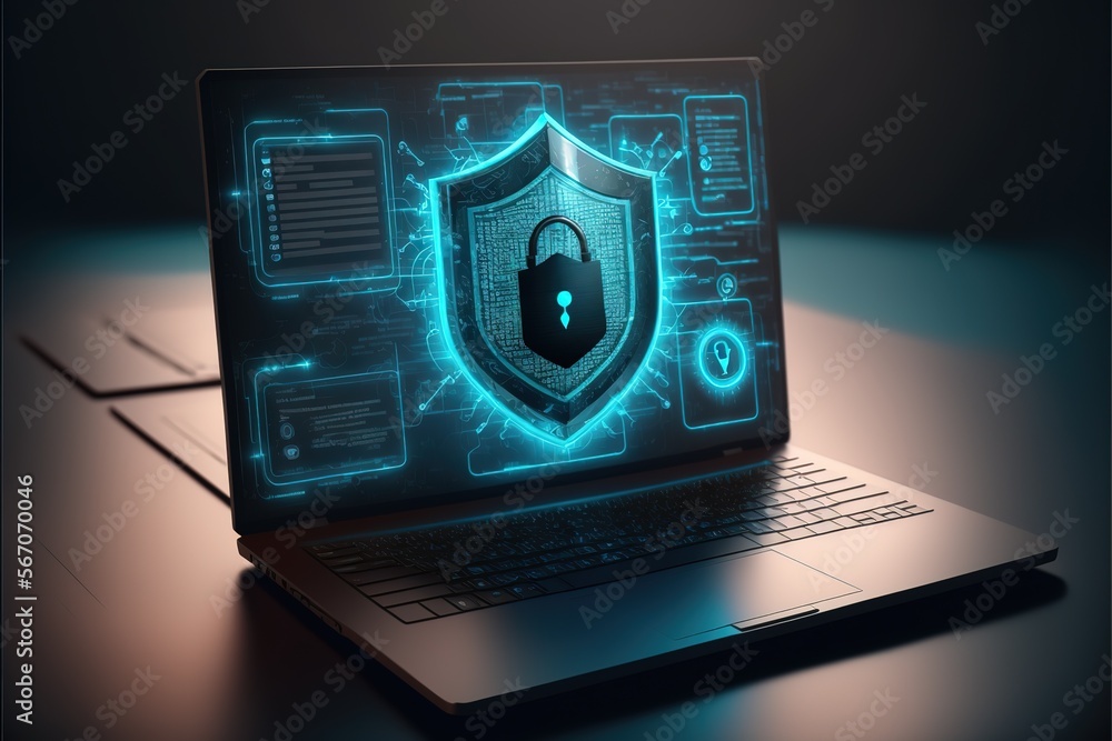 Cyber Security Data Protection Cyberattacks Concept On Blue