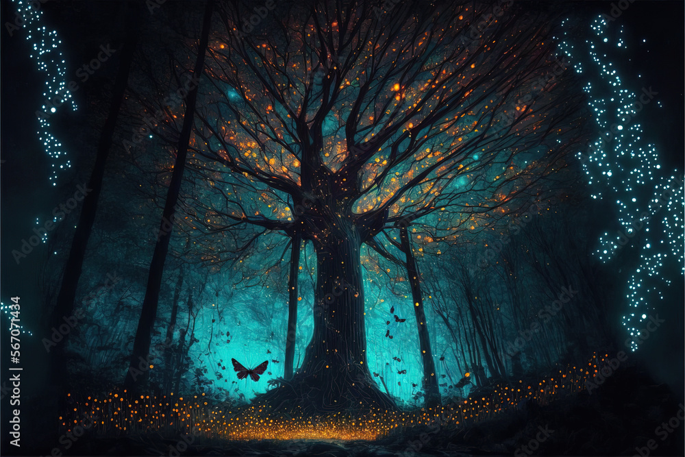 Beautiful magic tree of life, sacred symbol. Individuality, prosperity ...