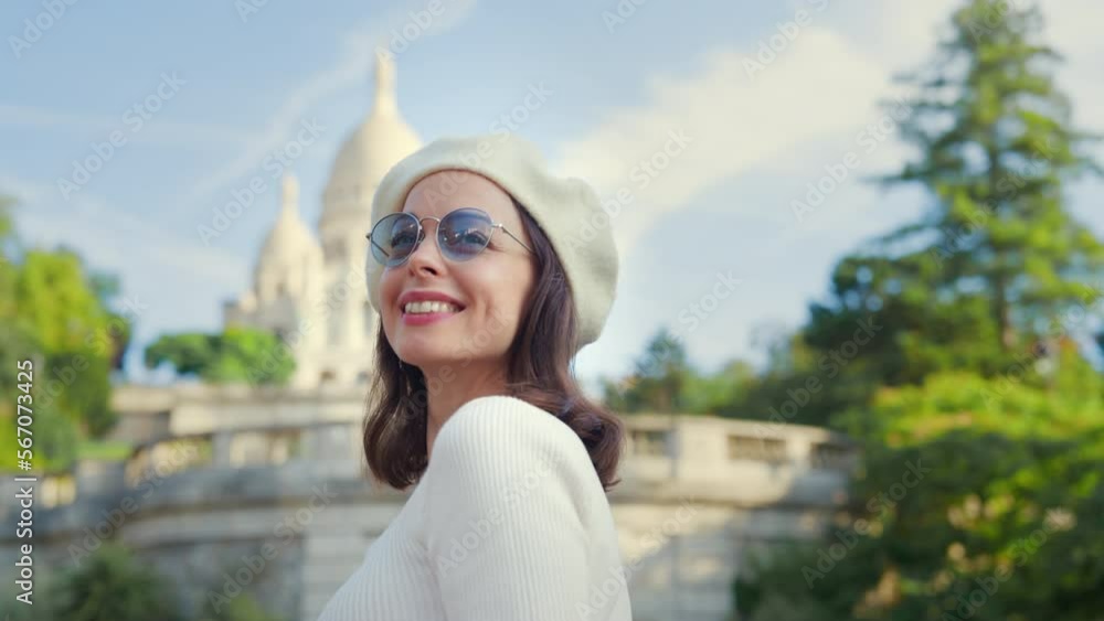 Portrait of a pretty girl in front of the Sacre Coeur in Paris Stock ...