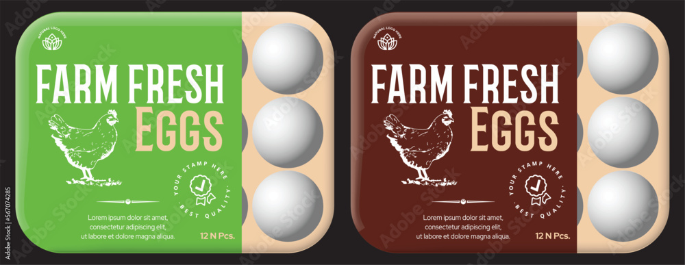 Egg label design Chicken Egg box packaging design. Minimal vector ...