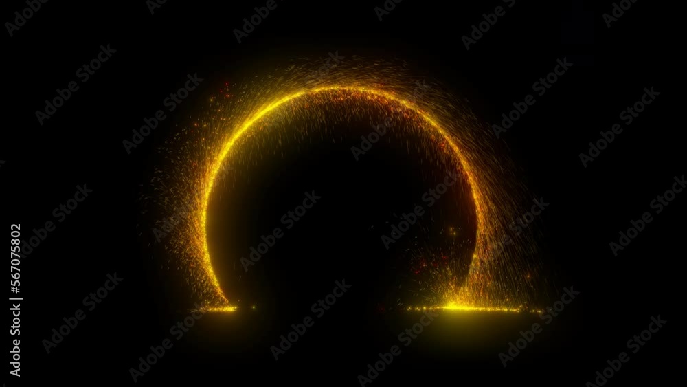 Strange dimensional portal opening on black background, Sparky circular ...