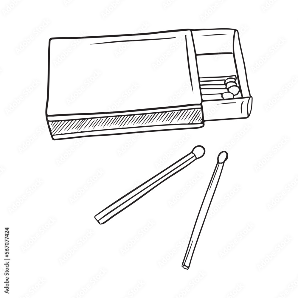 Realistic opened cardboard matchbox with matches in black isolated on ...