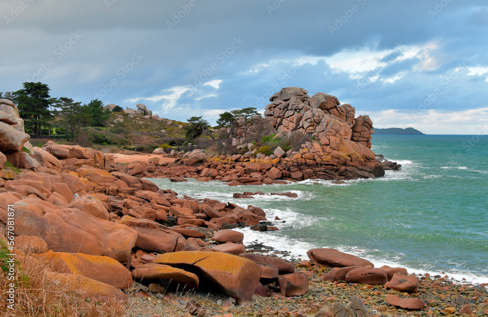 La côte de granit rose en Bretagne - France Stock Photo | Adobe Stock