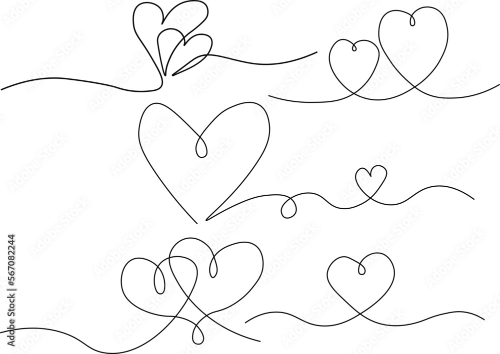 Heart doodle line set, looped line set, heart drawing of the moose ...