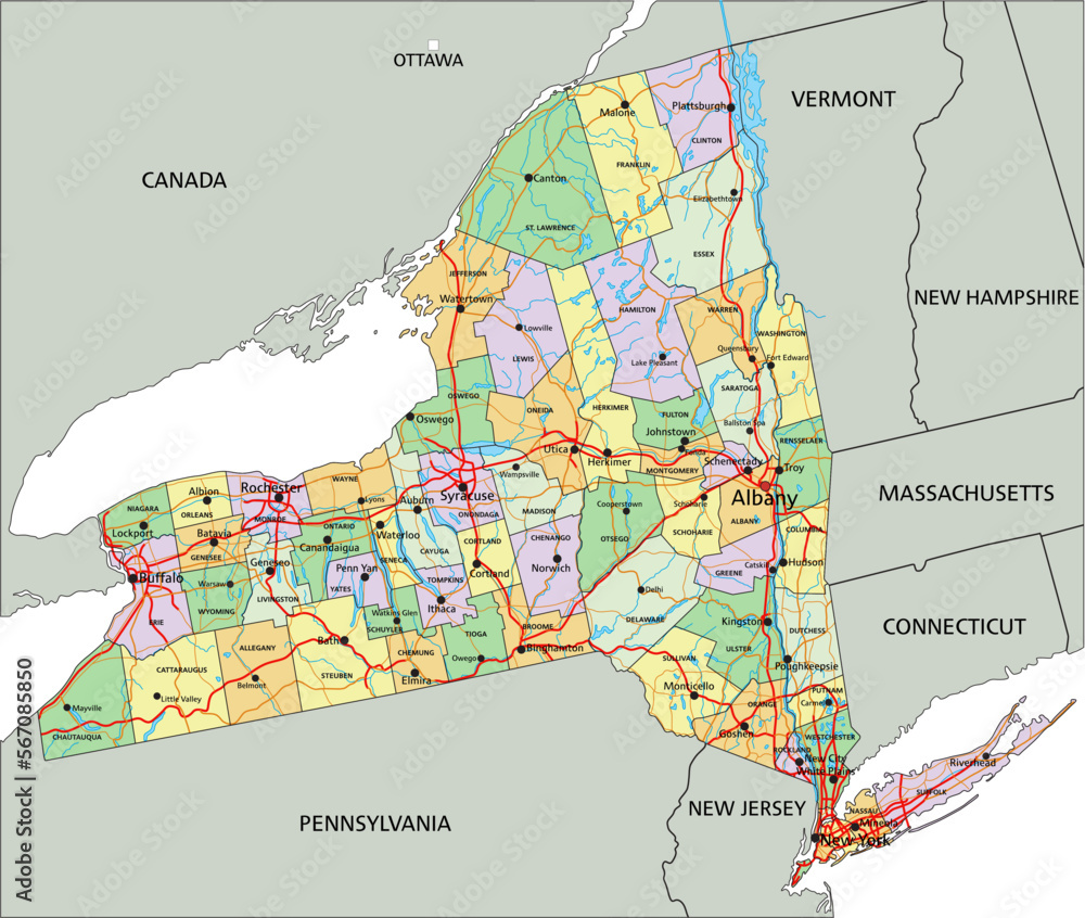 Political Map Of New York