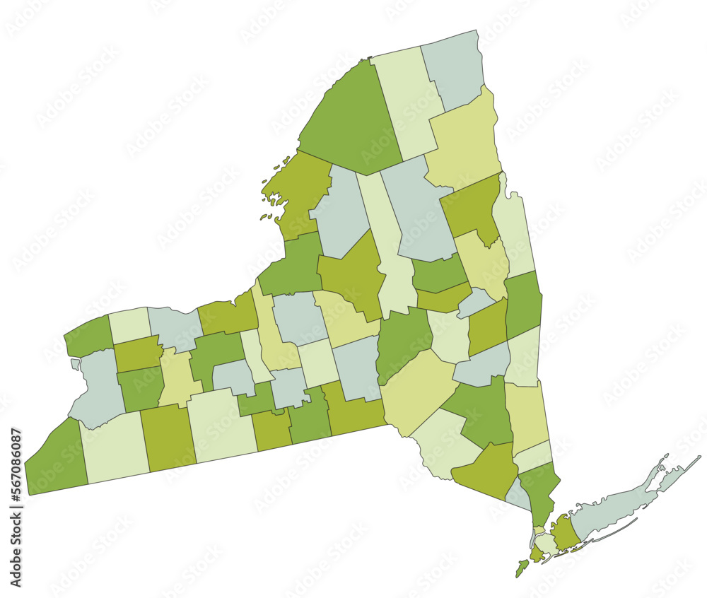 Highly detailed editable political map with separated layers. New York ...