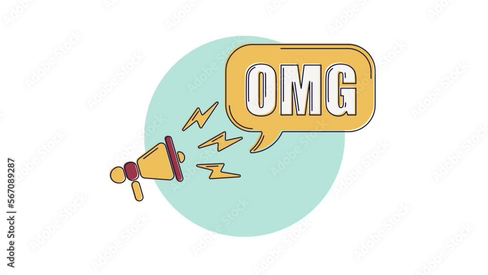 Omg. Announcement Message With Megaphone On yellow Speech Bubble ...