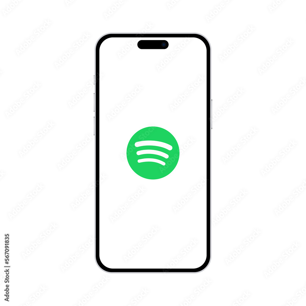 Spotify logo on smartphone screen with transparent background. spotify ...
