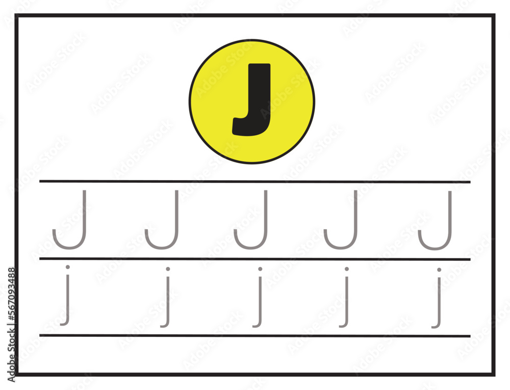 Trace letters J uppercase and lowercase. Alphabet tracing practice ...