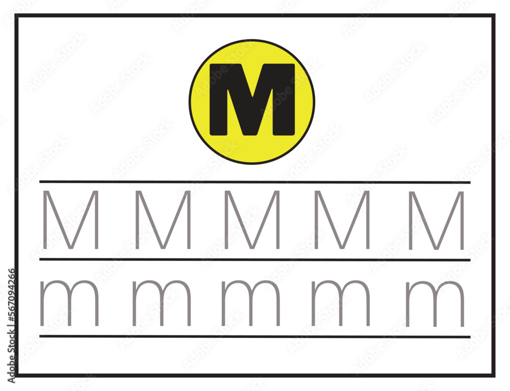 Trace letters M uppercase and lowercase. Alphabet tracing practice ...