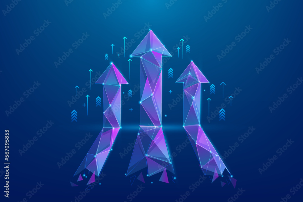 business technology arrow up target to success. Return on investment ...