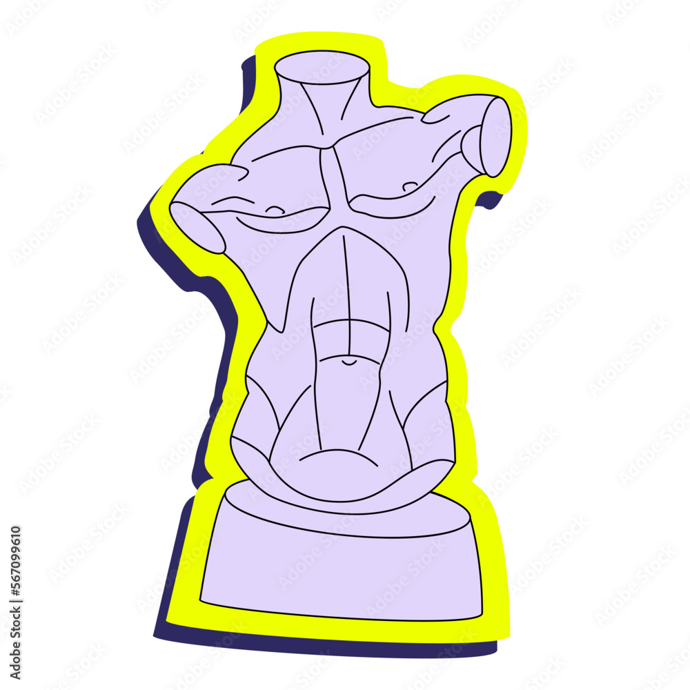 Stickers God Torso. Ancient greek sculptures body. One line drawing ...