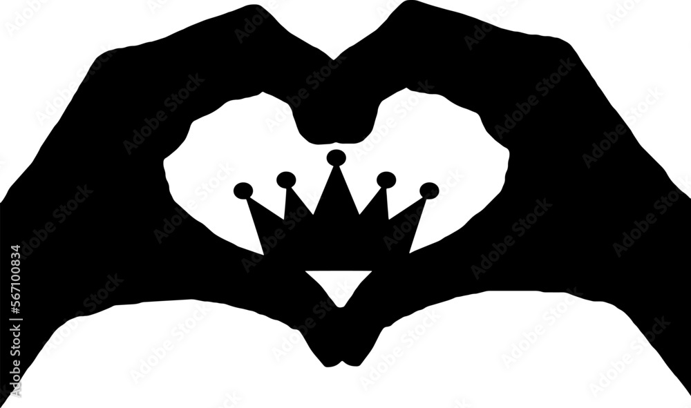 Hands of a man hold a crown, showing that he likes this symbol of the ...