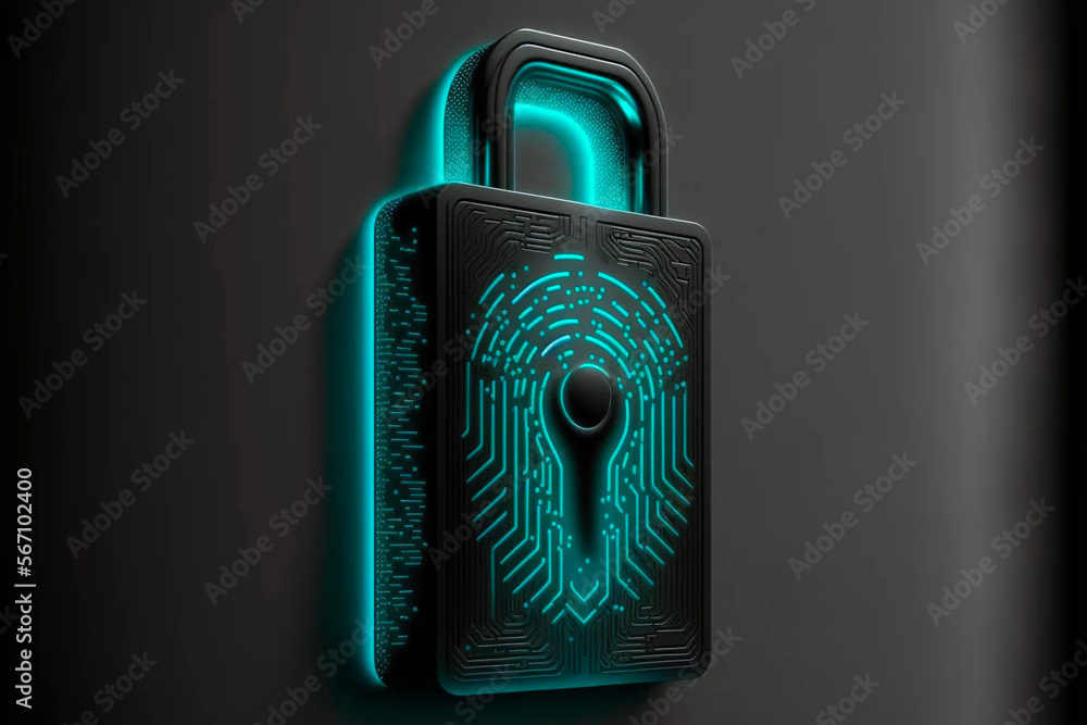 Cyber security lock, privacy and data storage protection. Document ...
