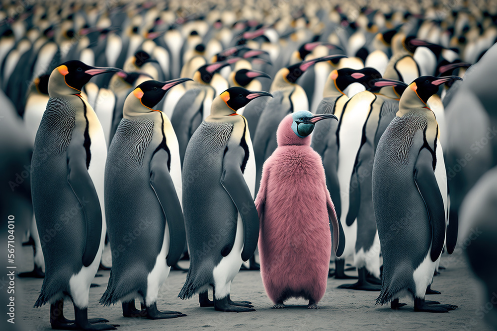 The odd one in the crowd, Generative AI illustration Stock Illustration ...