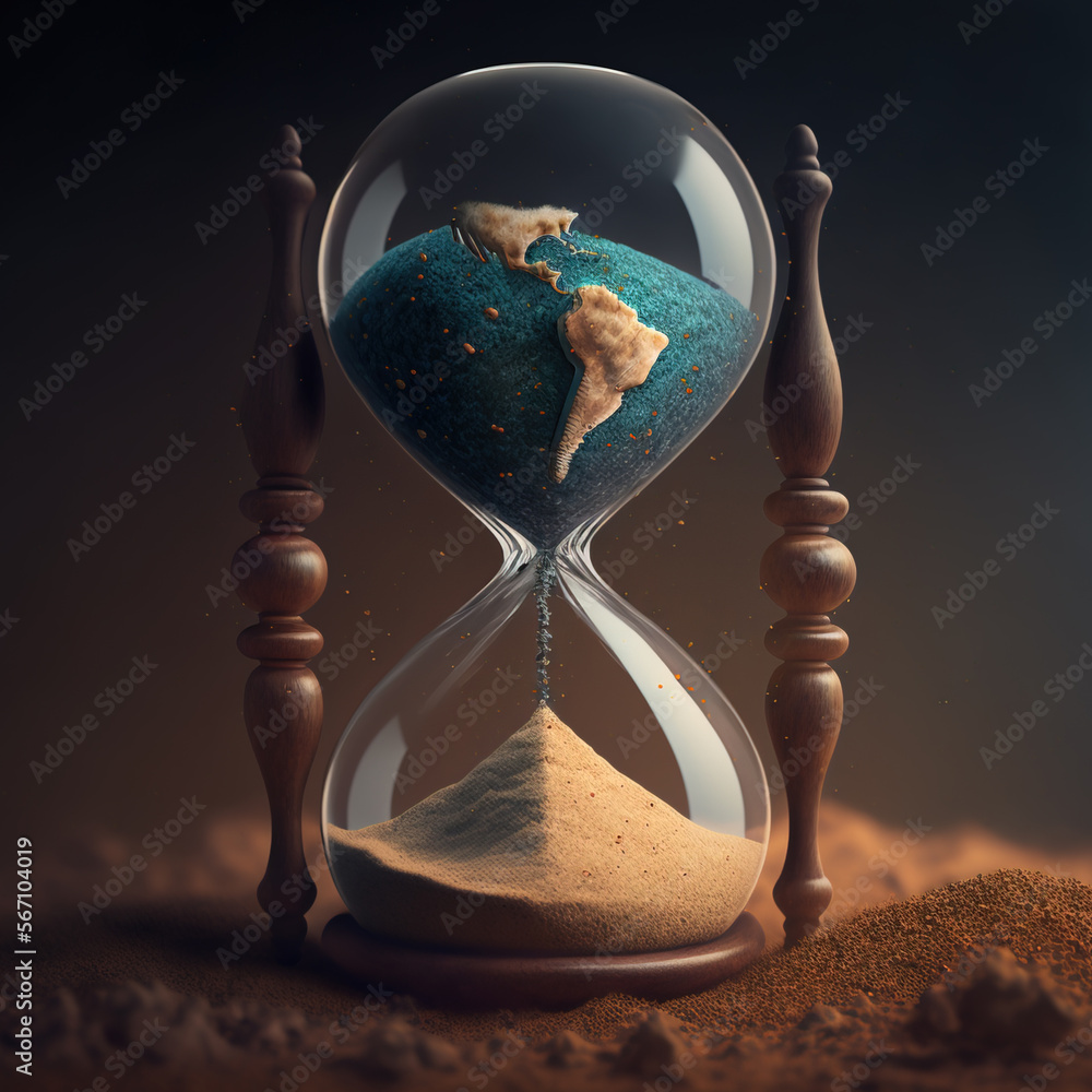Time for Earth is passing by concept with Earth globe becoming sand and ...