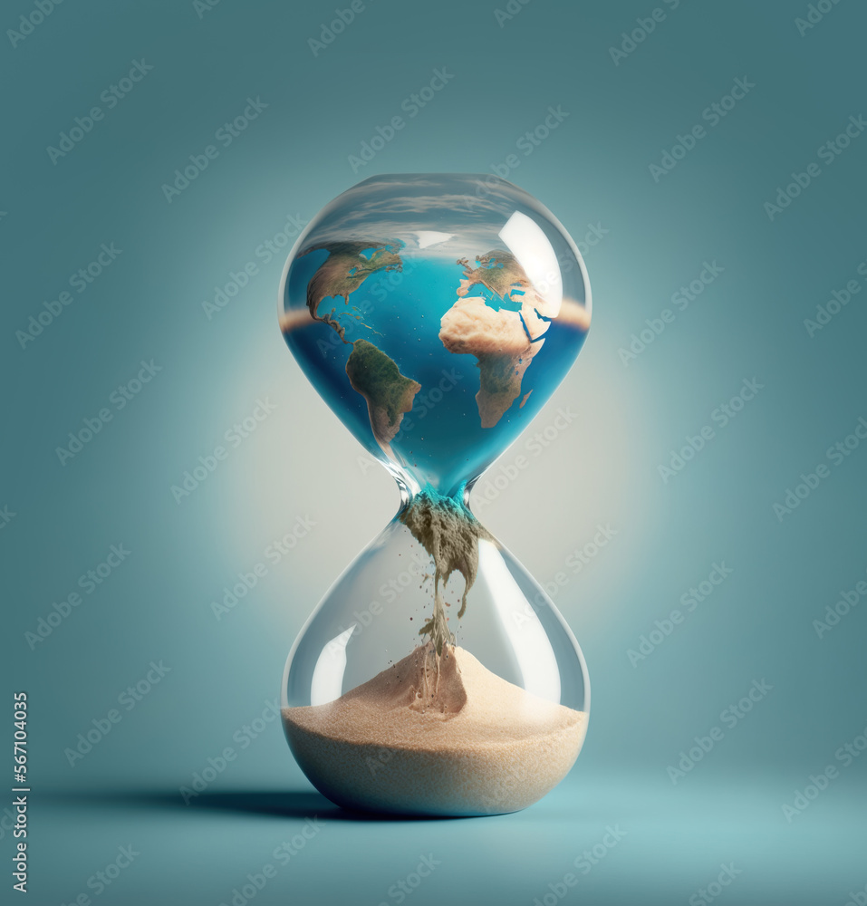Time is up for planet Earth, Generative AI illustration Stock ...