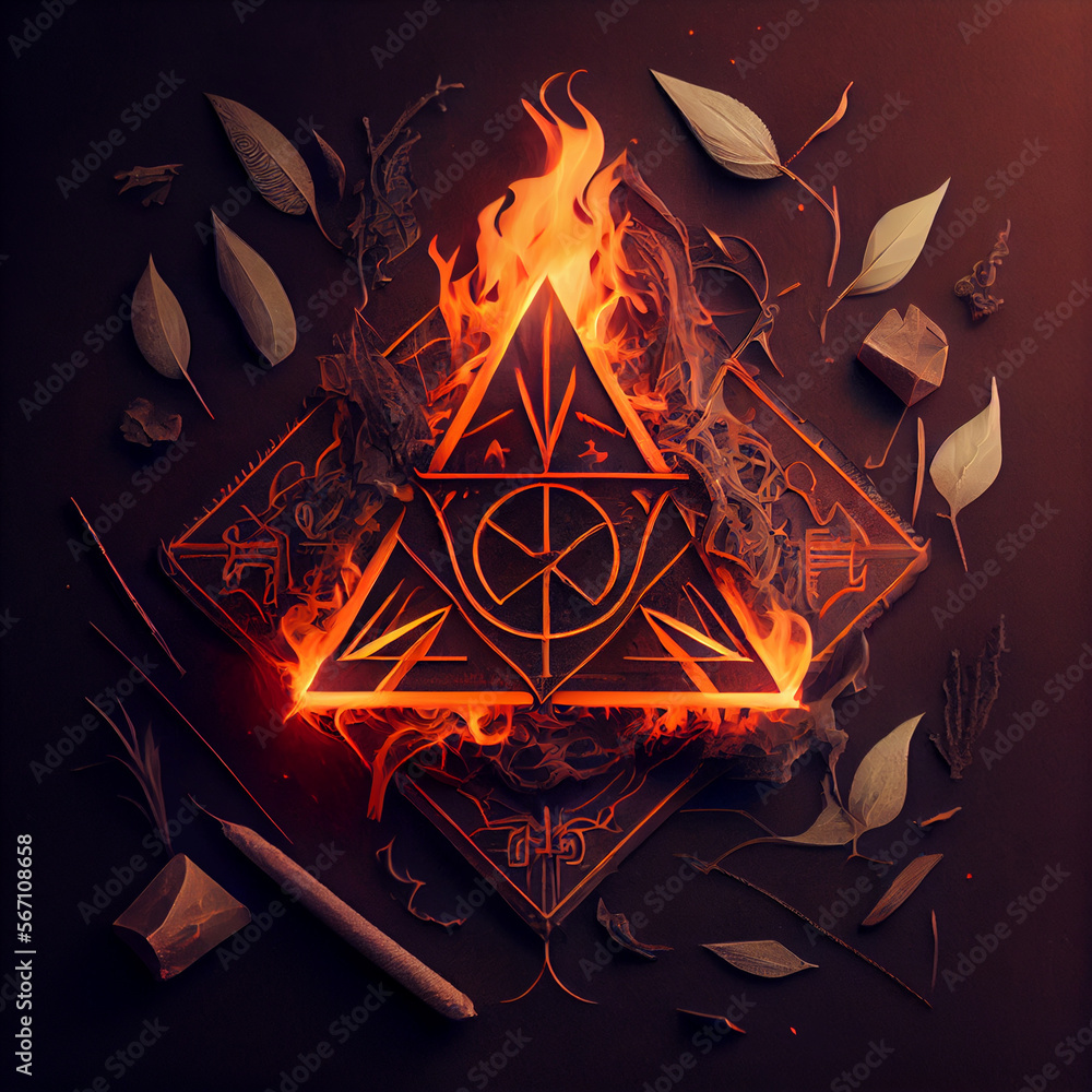 Black Magic Ritual montage fiery pentagram of mysterious occult symbols ...