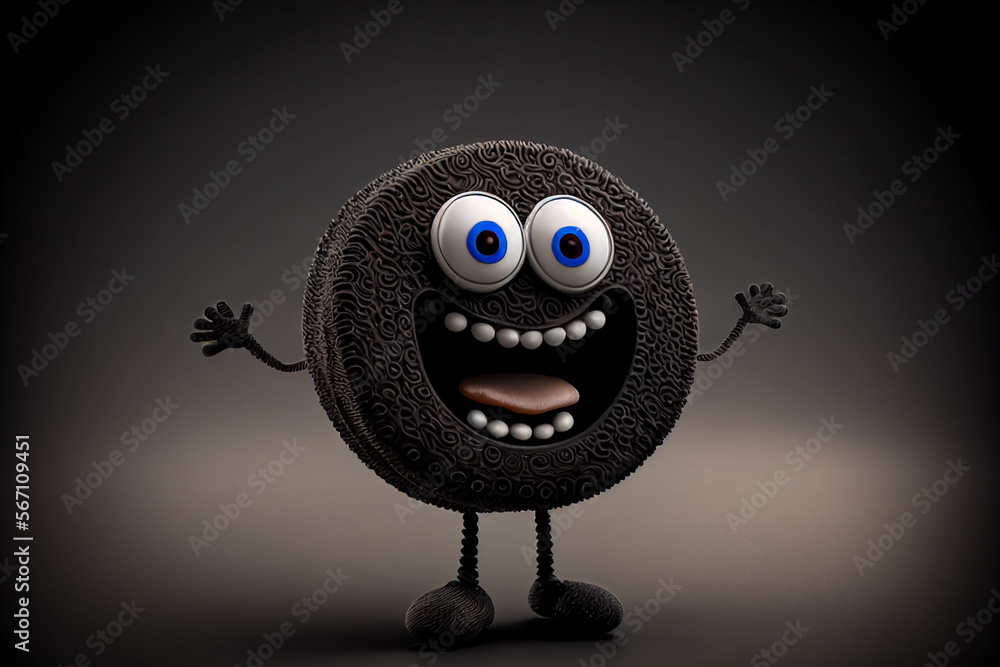 Cartoon character oreo cookie food, Funny cheering and smiling ...