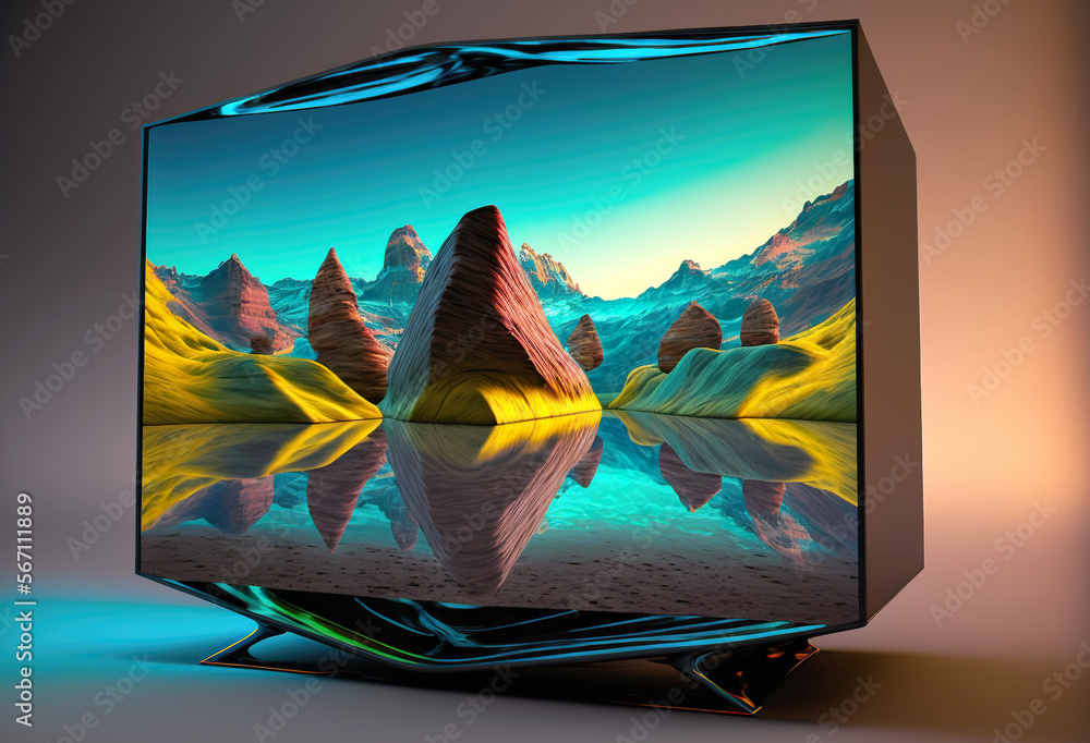 TV and monitor design made with imagined future technology. HD, Full HD ...