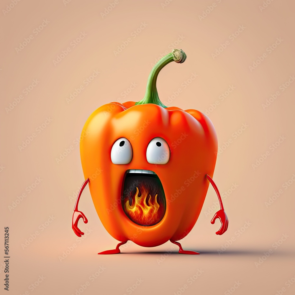 Cute Cartoon Habanero Pepper Character (Generative AI) Stock ...