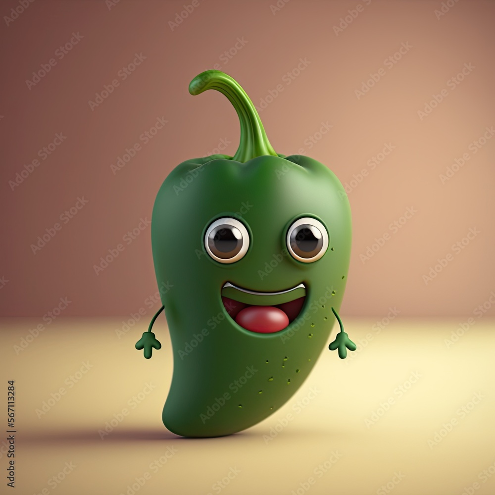 Cute Cartoon Jalapeño Character (Generative AI) Stock Illustration ...