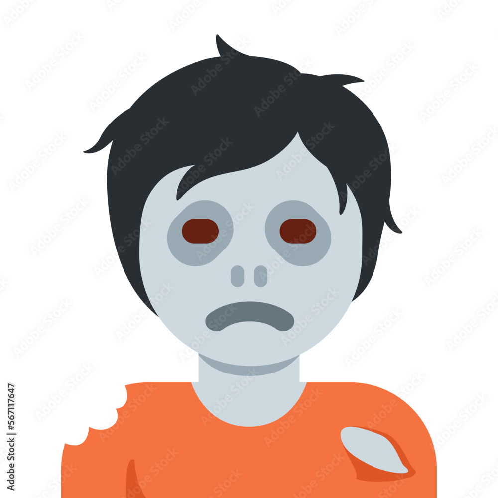 Zombie vector flat emoji design. Isolated horror human sign symbol ...