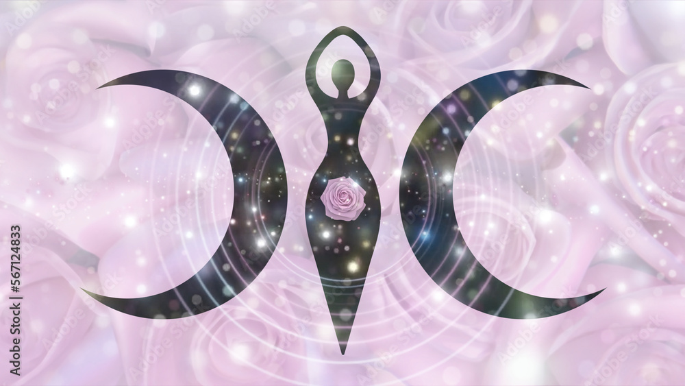 Goddess Symbol on Roses background 3d illustration, Cover Image ...