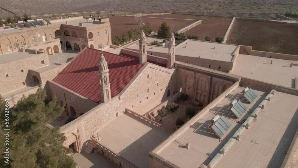 Mor Gabriel Monastery, shooting with drone. Dayro d-Mor Gabriel also ...