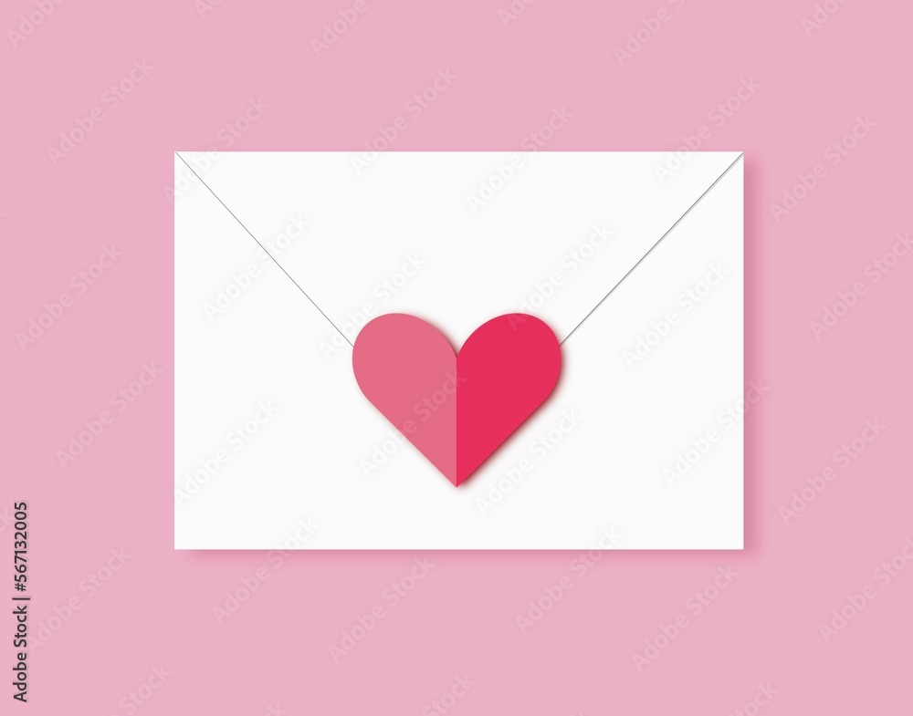 Koperta z serduszkiem, list na walentynki, nagłówek, banner wiadomość ...
