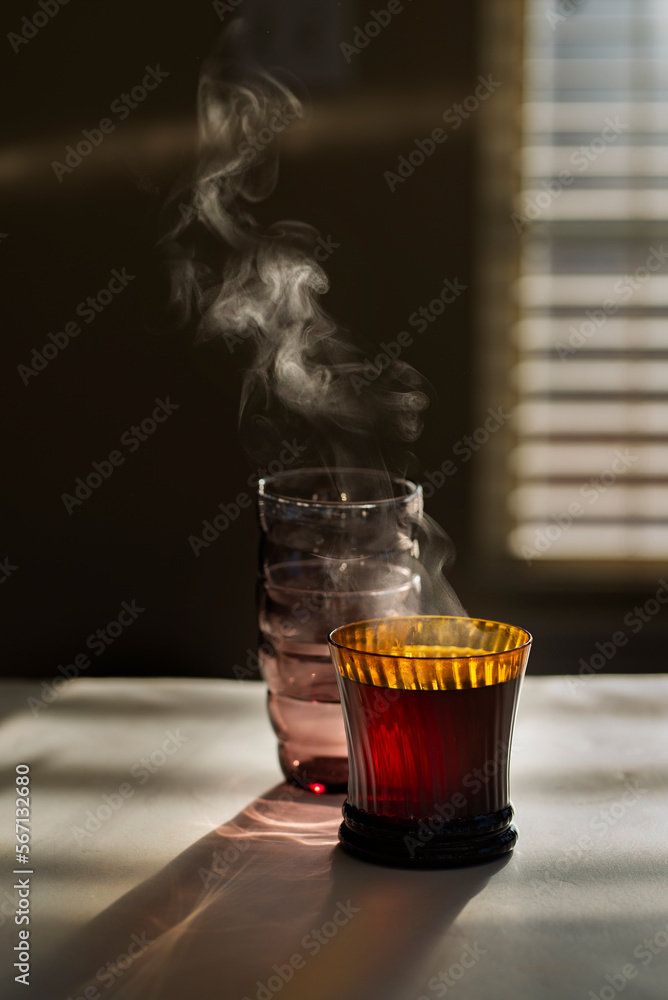Cup of tea with steam Stock Photo | Adobe Stock