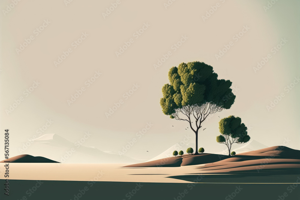 Minimalistic Lonely Tree lllustration design for presentation, banner ...