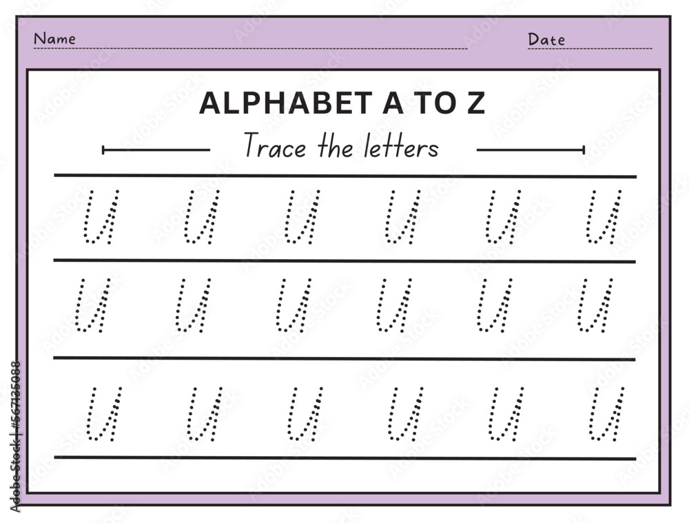 Trace the letter U uppercase. Alphabet tracing practice preschool ...