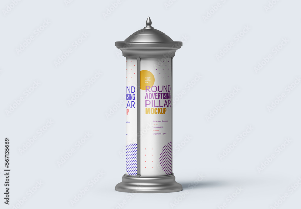 Round Street Advertising Column Mockup Stock Template | Adobe Stock
