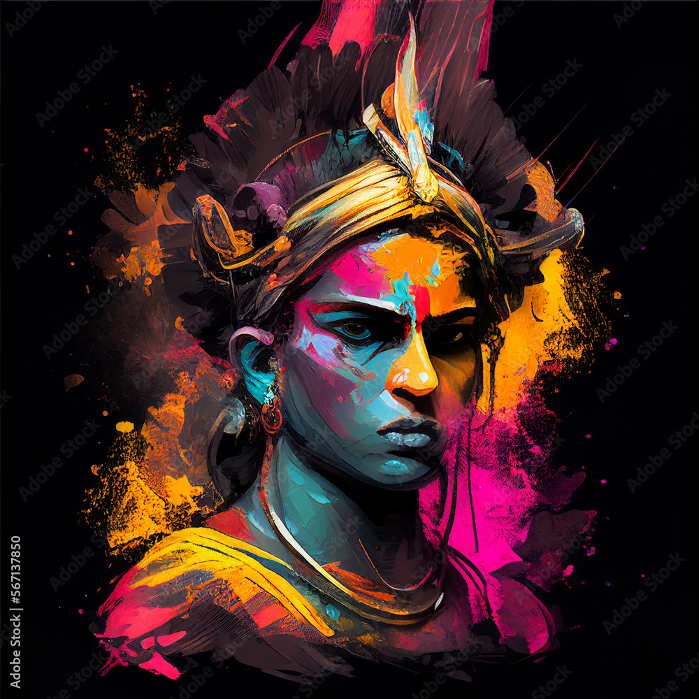 colorful portrait of Indian hindu God Ram Shri Ram Siya Ram Rama ...