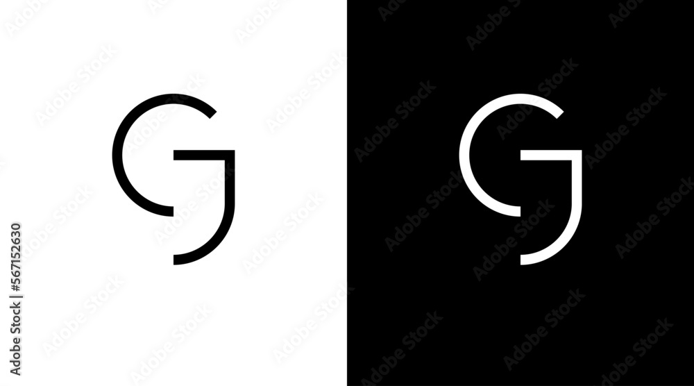 letter GJ vector logo monogram GJ letter initial black and white icon ...