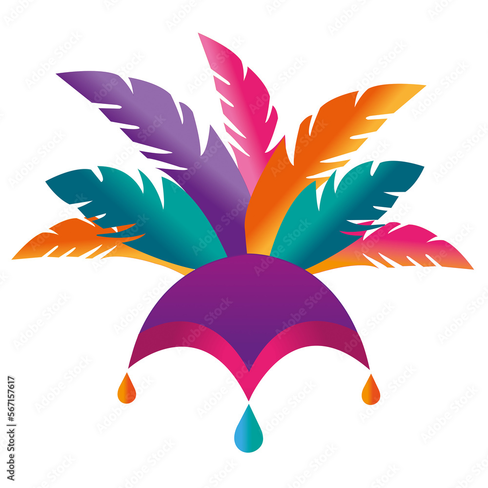 Tocado de bailarina de carnaval de color sobre un fondo blanco liso y ...
