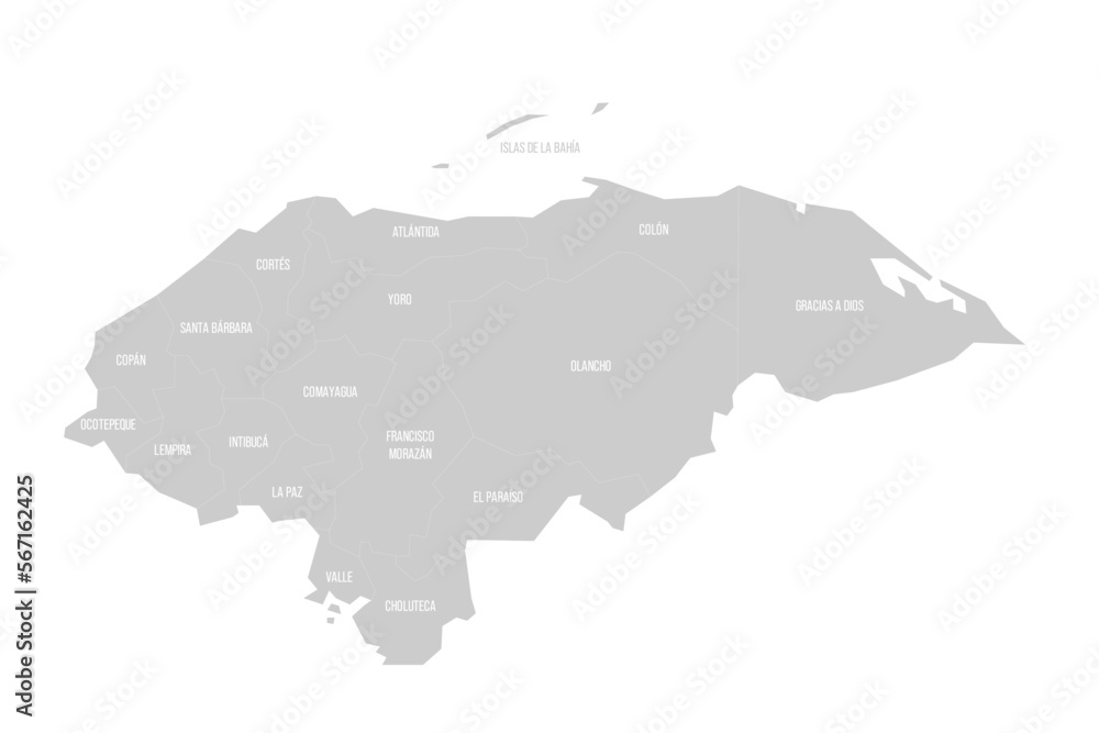 Vetor de Honduras political map of administrative divisions do Stock ...