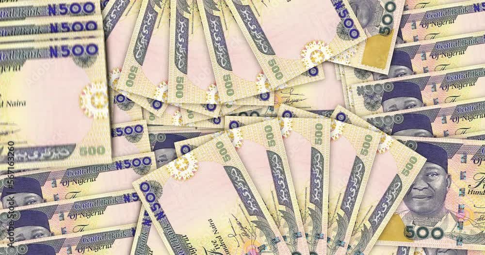 Nigerian Naira banknotes in a cash fan mosaic pattern loop. Nigeria NGN ...