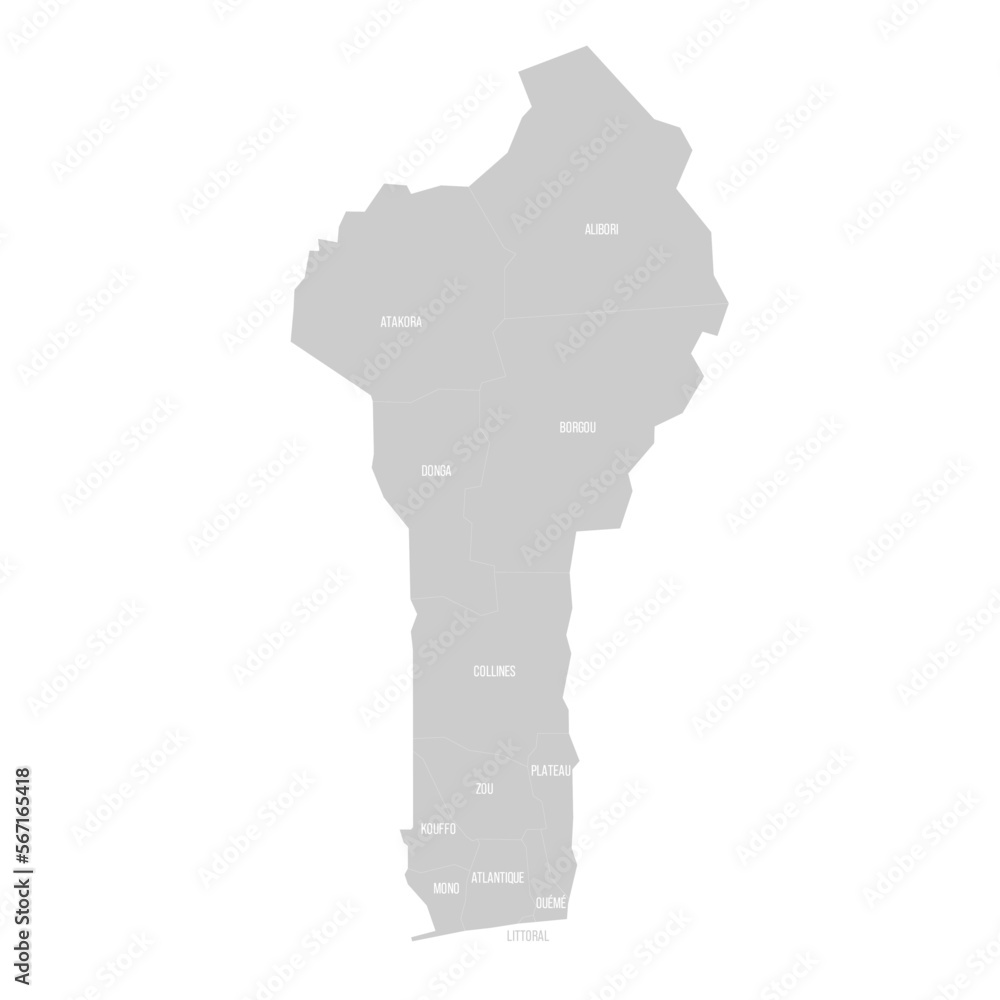 Benin political map of administrative divisions Stock Vector | Adobe Stock